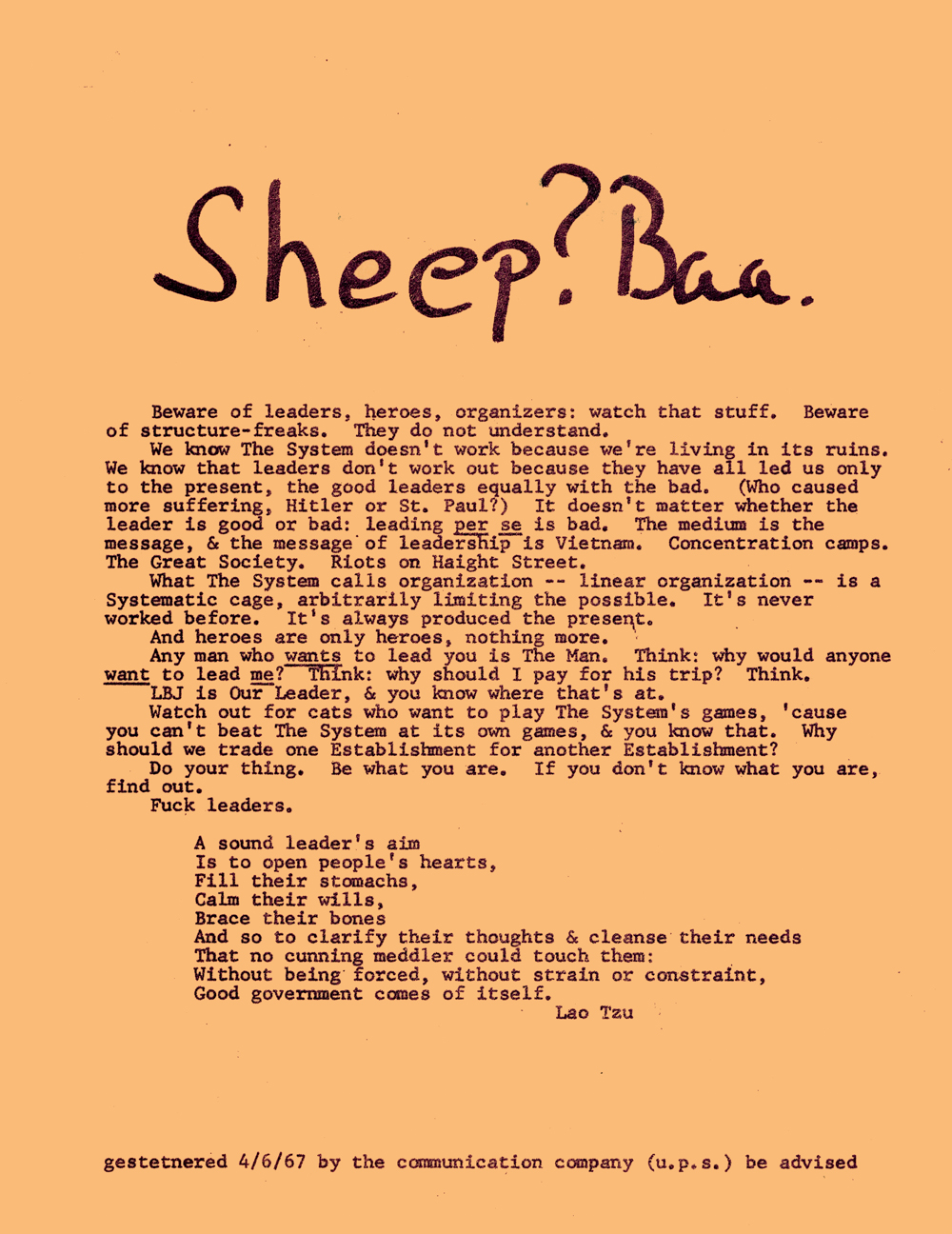 SF Diggers (1966-68, beyond)